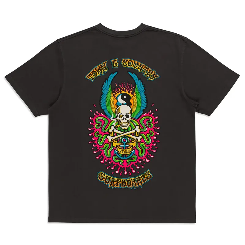 T and C Surf Designs Jon Wings Tee in Washed Black